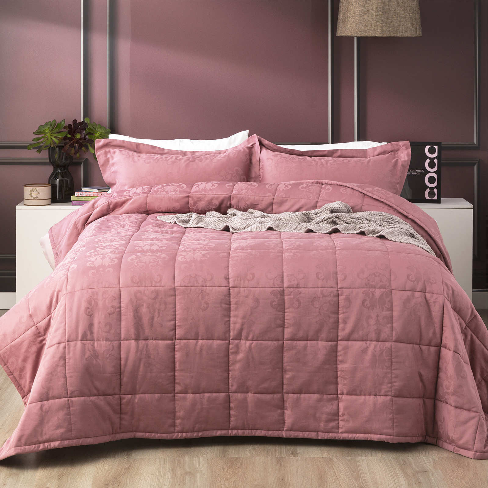 Paisley 500 TC Cotton Jacquard Rose Comforter Set by Ddecor Home Queen ...