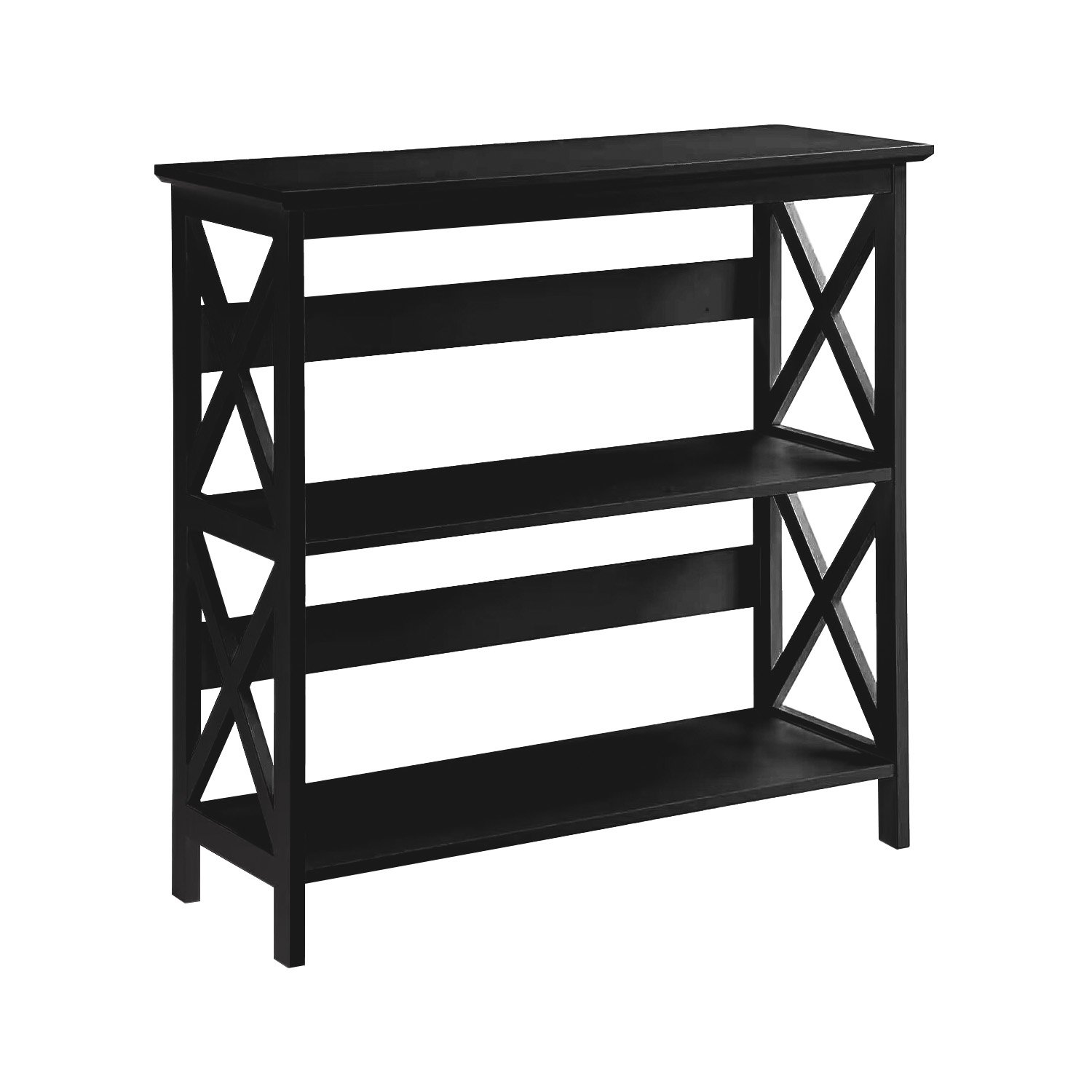 Sarantino Lucas 3-Tier Bookshelf Display Rack in Black - Wood Factory ...