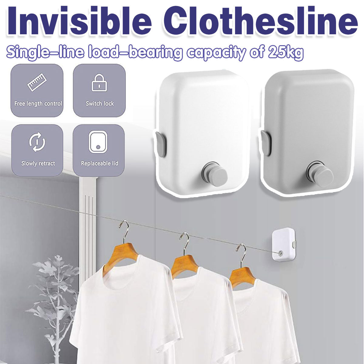 Invisible Clothesline Indoor Drying Rope Wall Mounted Laundry ...