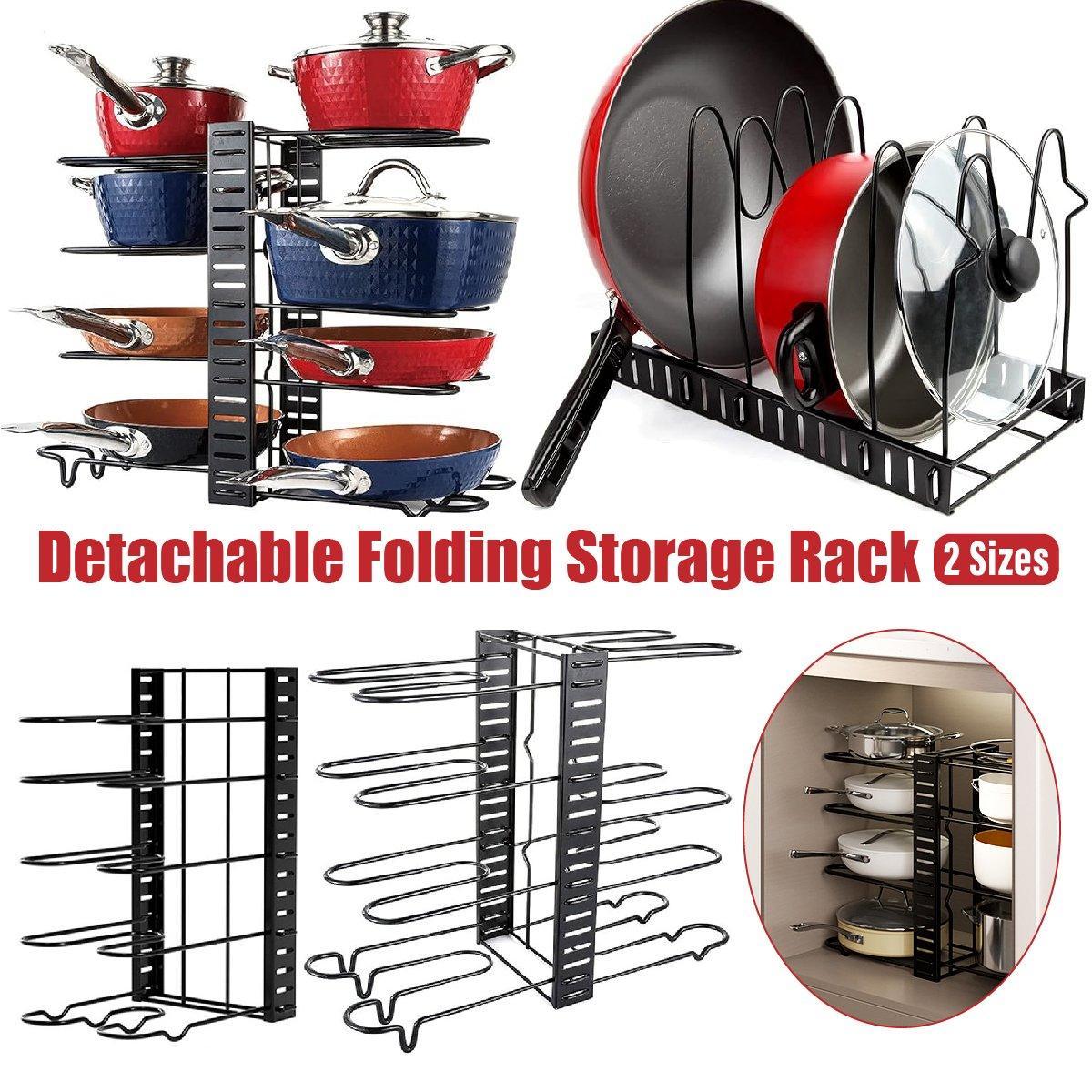 Multi-Layer Vertical Pot Lid Storage Rack Folding Kitchen Countertop ...